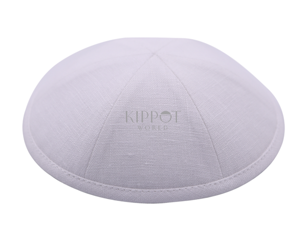 Linen White Kippot - 6 panels - Kippot World